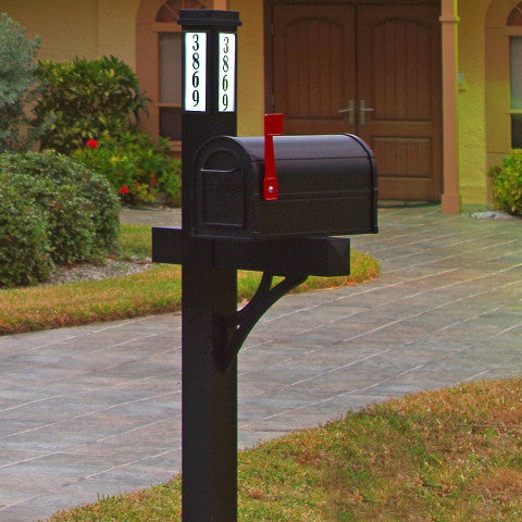 Solar Illuminated Black Single Post Two Door Mailbox Kit – BrightLight ...